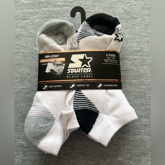 STARTER | Accessories | Starter No Show Socks Black Label Women 6 Pair Arch Support Cushioned ...
